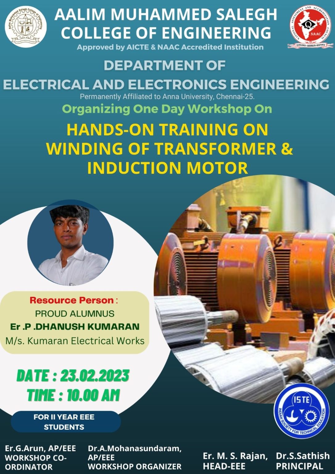 One Day workshop on winding of transformer Induction motor 23-02-2023 ...